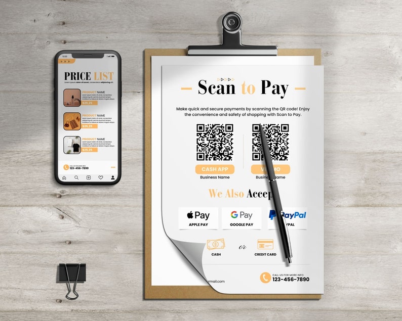 Price List Template, Scan-to-pay Template, DIY Flyer Template, Pricing ...