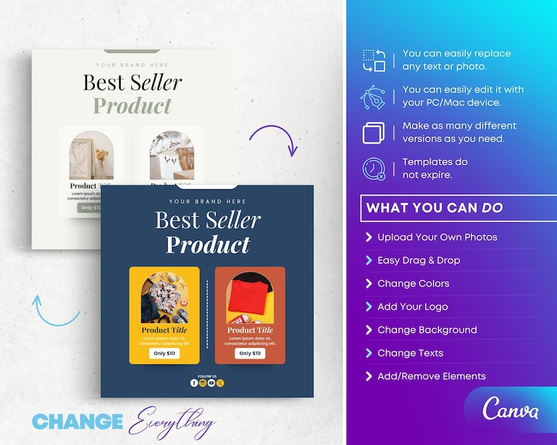 Product Marketing Instagram Templates: Editable Canva Designs - Etsy