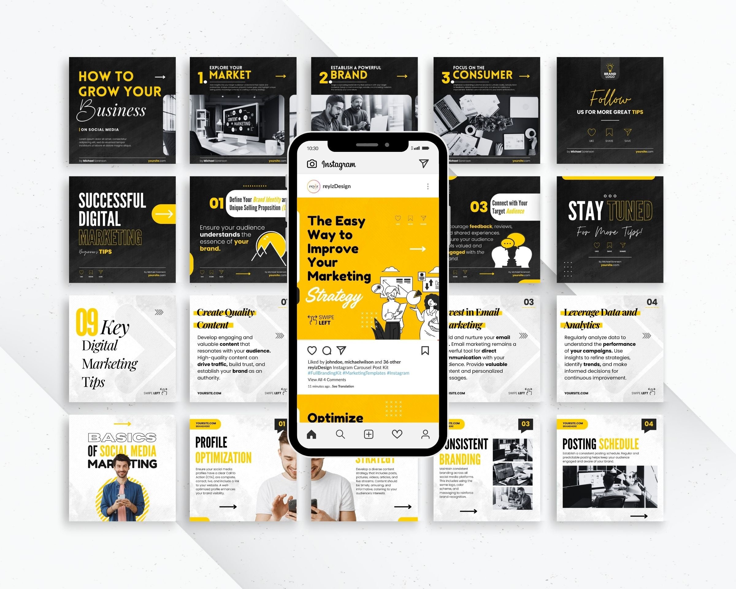 Instagram Carousel Template for Digital Marketing Agency, Carousel Post ...