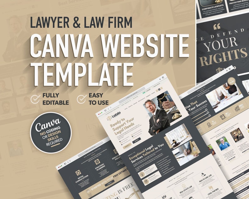 Canva Website Template for Lawyer, Law Firm Website Template, Landing ...