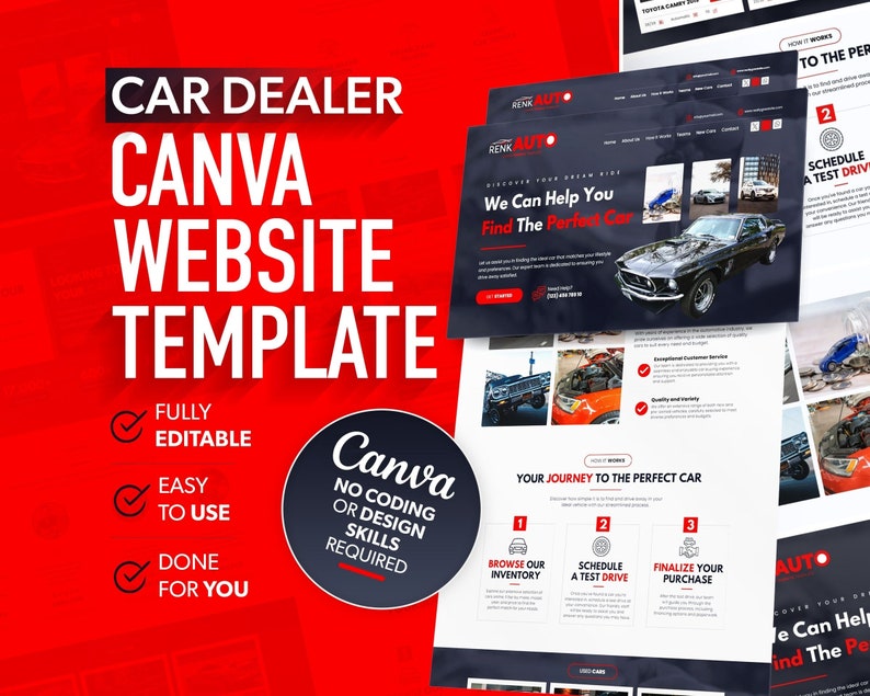 Car Dealer Website Template: Automotive Canva Landing Page - Etsy