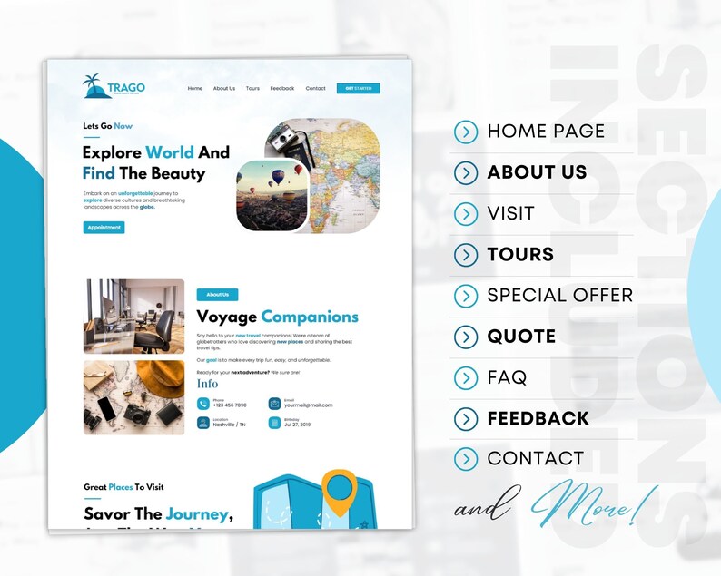 Travel Agency Canva Website Template, Landing Page, Canva Templates ...