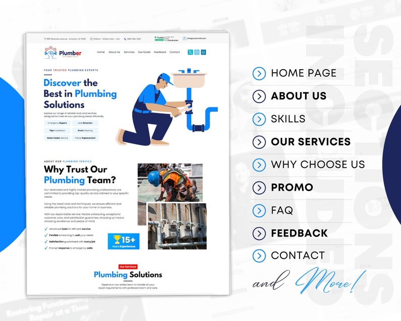 Plumbing Services Website Template: Editable Canva Landing Page - Etsy