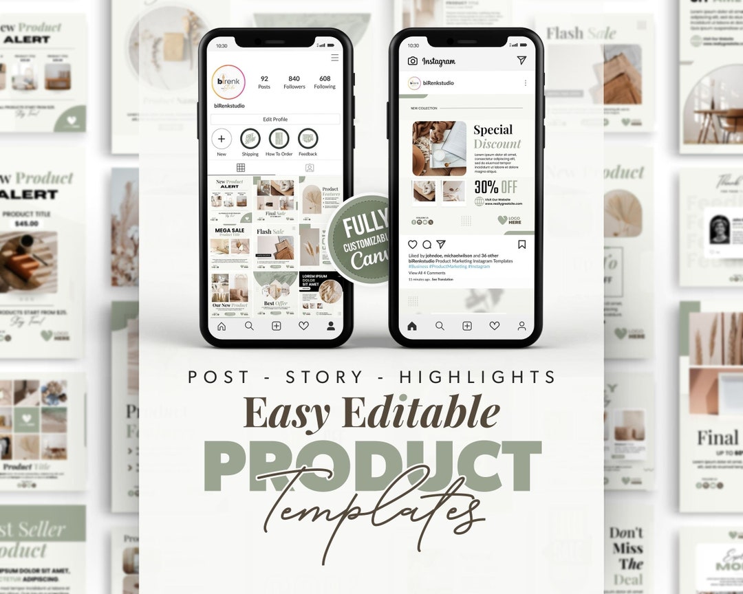 Product Marketing Instagram Templates: Editable Canva Designs - Etsy