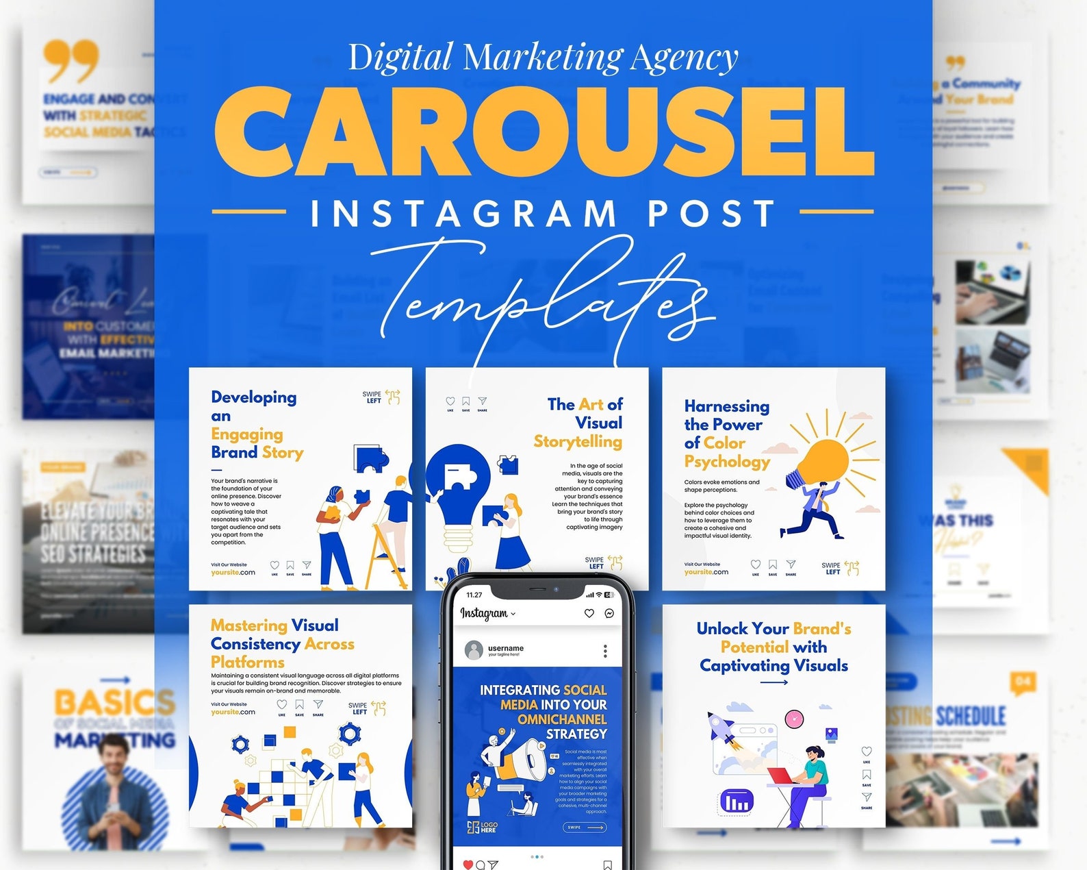 Instagram Carousel Templates for Digital Marketing Agency, Marketing ...