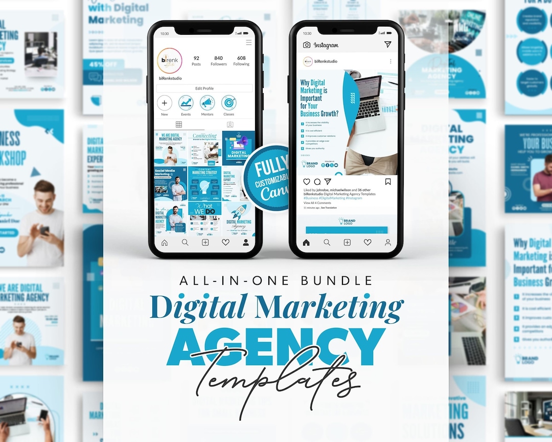 Digital Marketing Agency Templates: Social Media Kit (canva) - Etsy