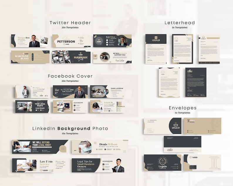 Law Firm Branding Kit: Social Media, Logos, Letterhead - Canva ...