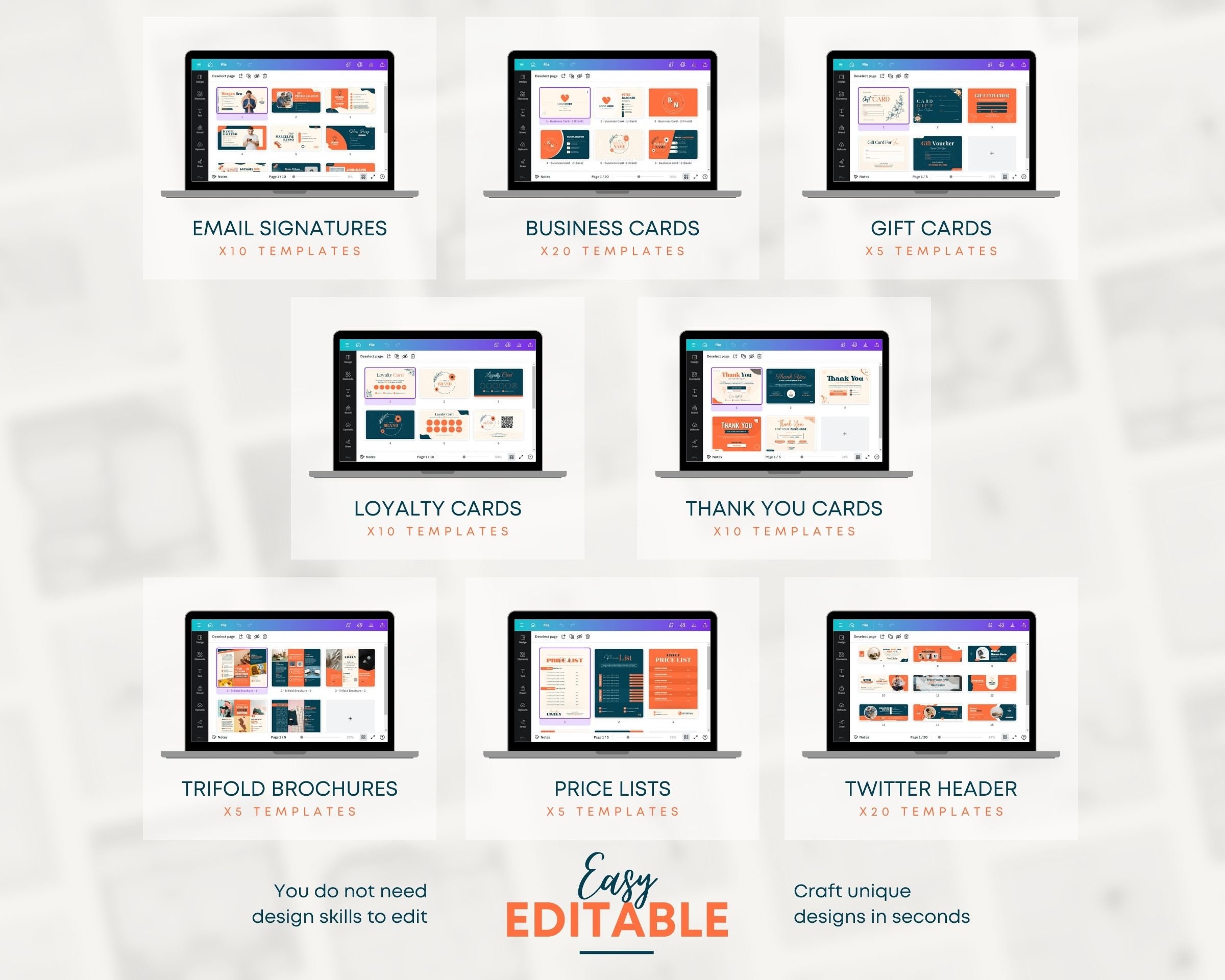 1250 Full Branding Package Template, Business Marketing Templates, DIY ...