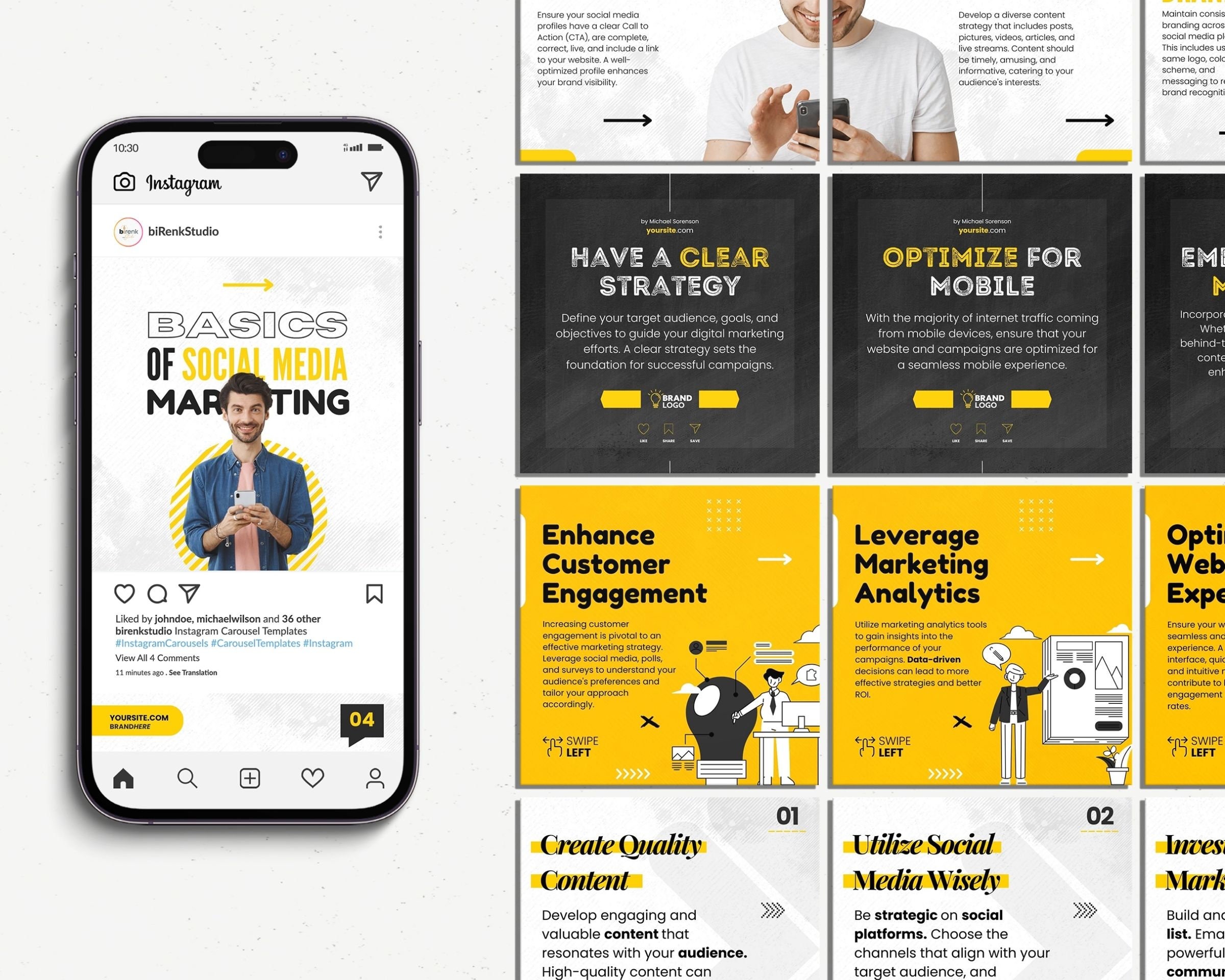 Instagram Carousel Template for Digital Marketing Agency, Carousel Post ...