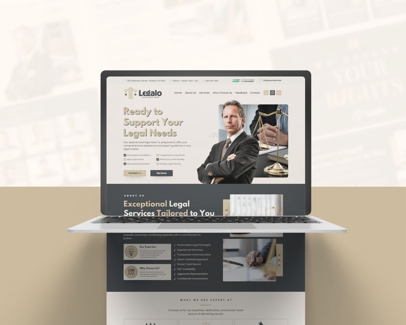 Canva Website Template for Lawyer, Law Firm Website Template, Landing ...