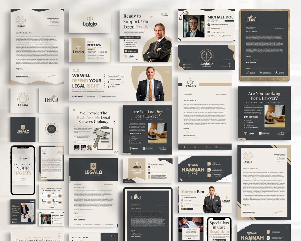 Law Firm Branding Kit: Social Media, Logos, Letterhead - Canva ...