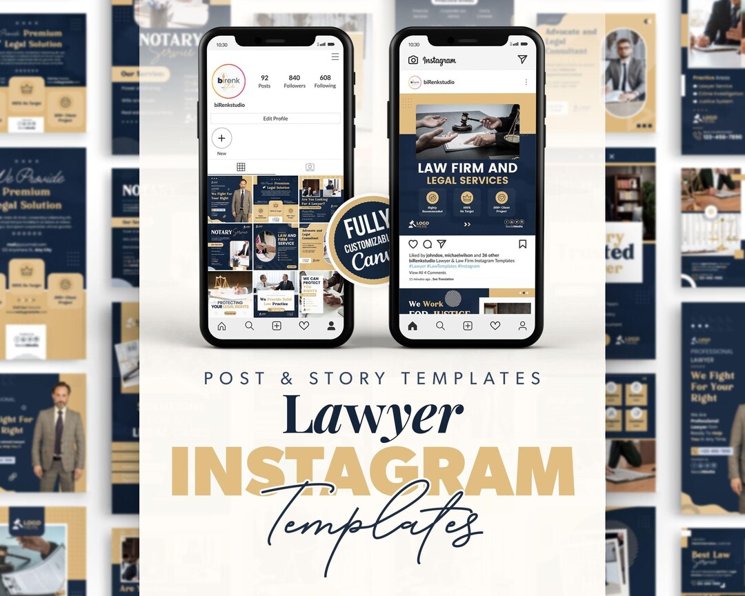 Law Firm Instagram Templates: Attorney Social Media Kit (canva) - Etsy