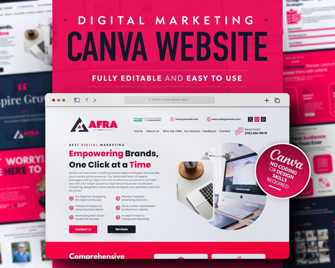 Canva Website Template: Modern Design for Marketing Agencies - Etsy
