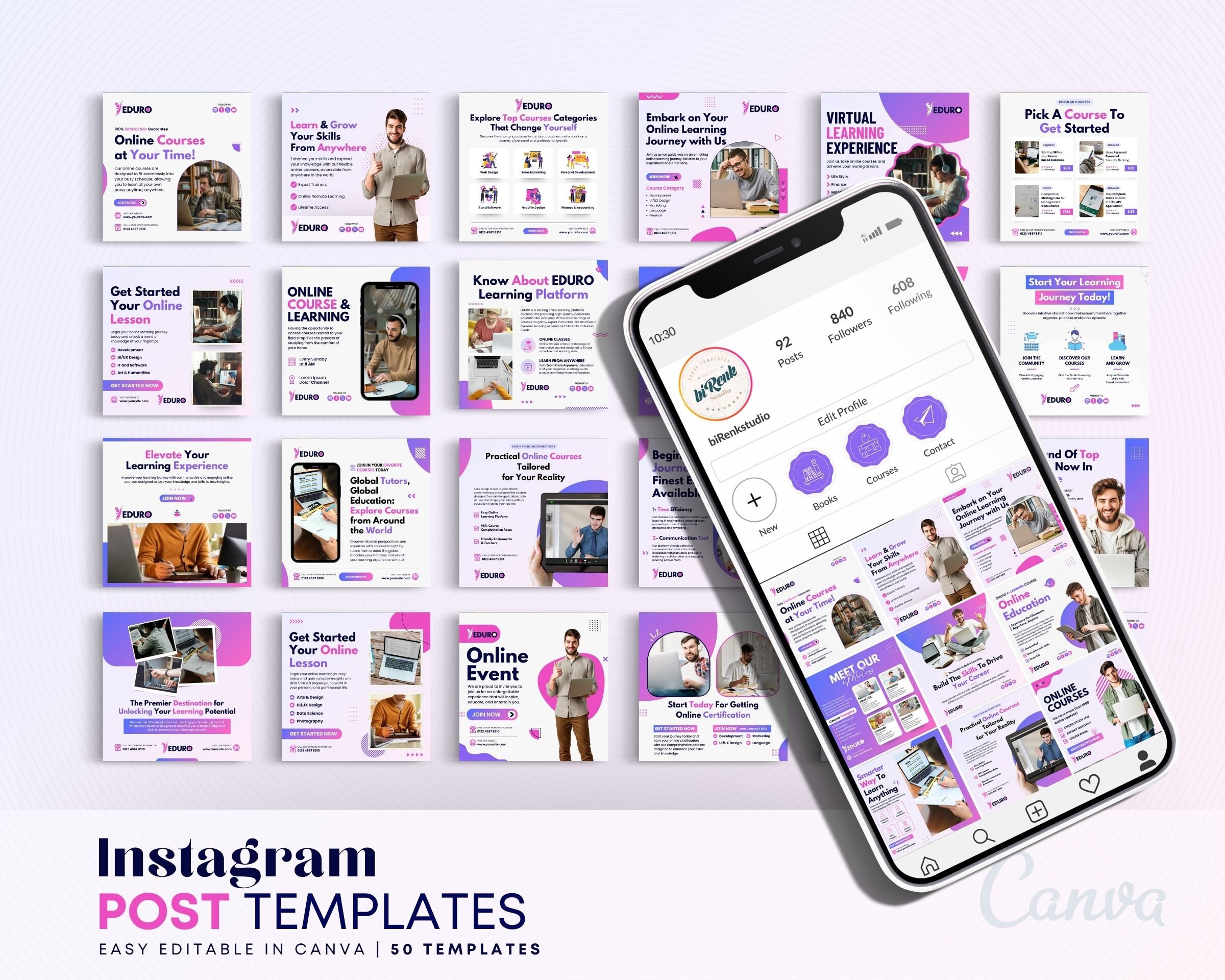 Online Course Instagram Templates: Editable Canva Bundle - Etsy