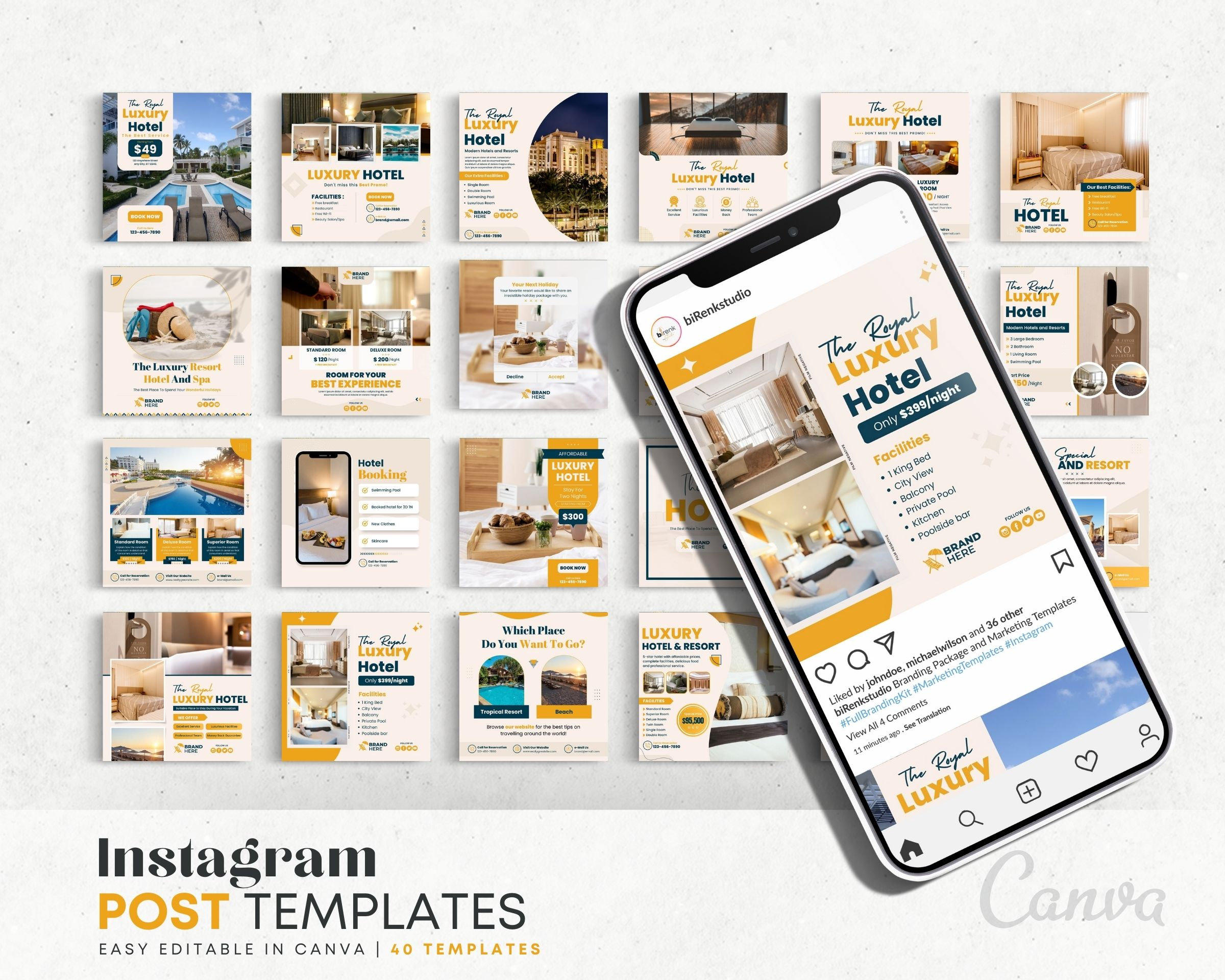Hotel Instagram Templates, Hotel & Resort Marketing Templates, Post ...