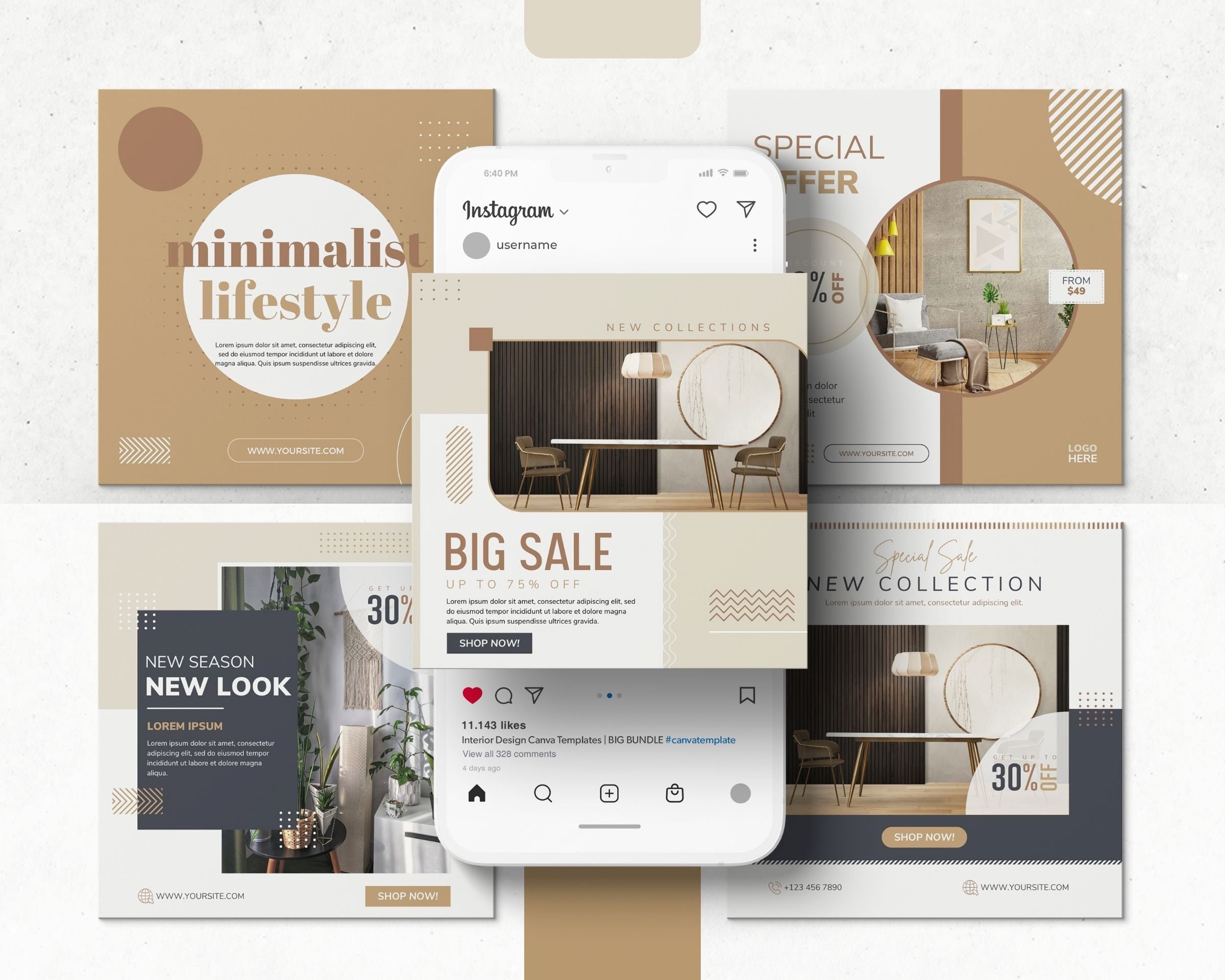 Interior Design Editable Templates, Home Decor Templates, Minimalist ...