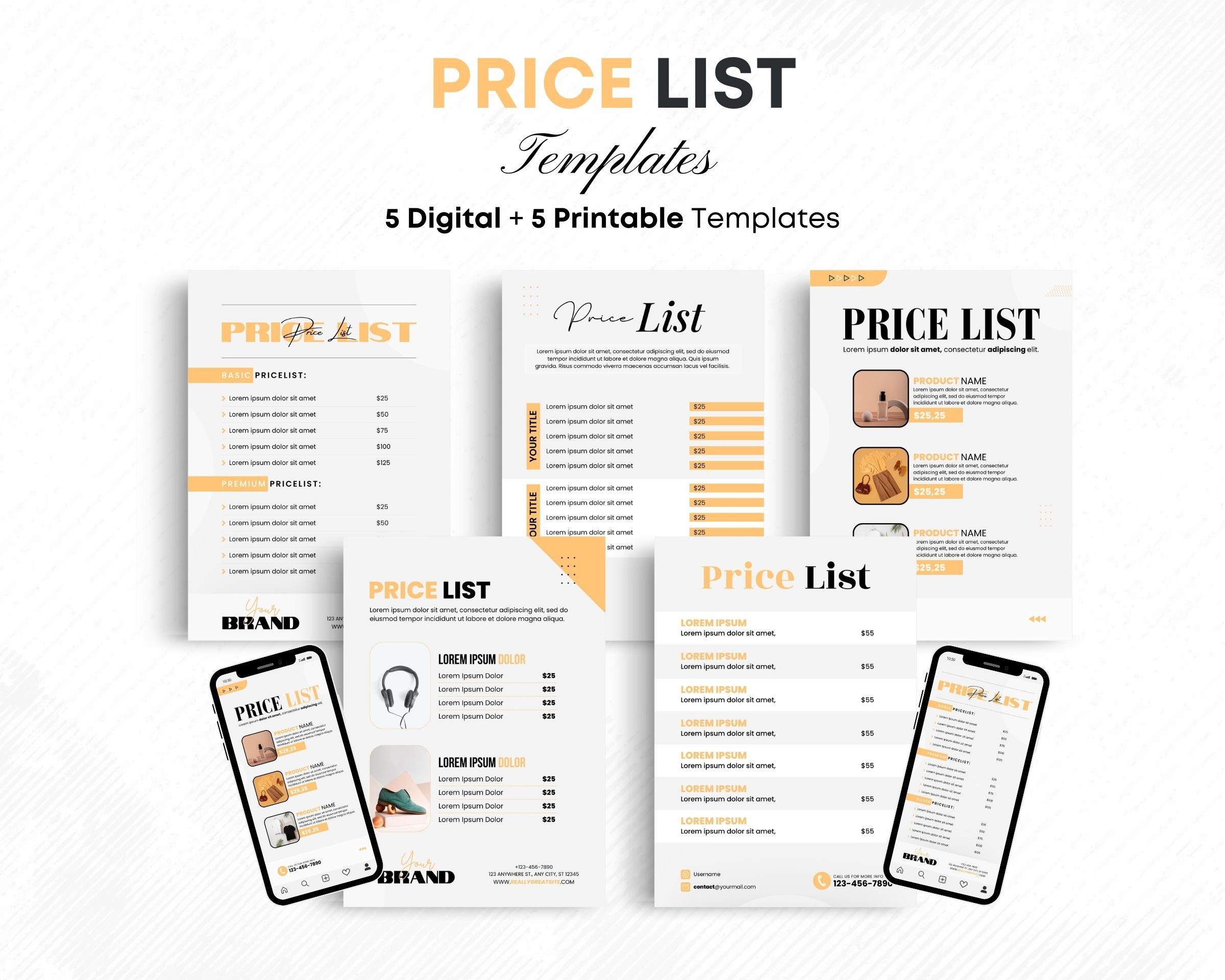 Editable Price List & Scan-to-pay Templates: DIY Canva Flyer (digital ...