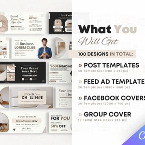 Facebook Templates Kit: Social Media Posts, Ads, Covers (canva) - Etsy