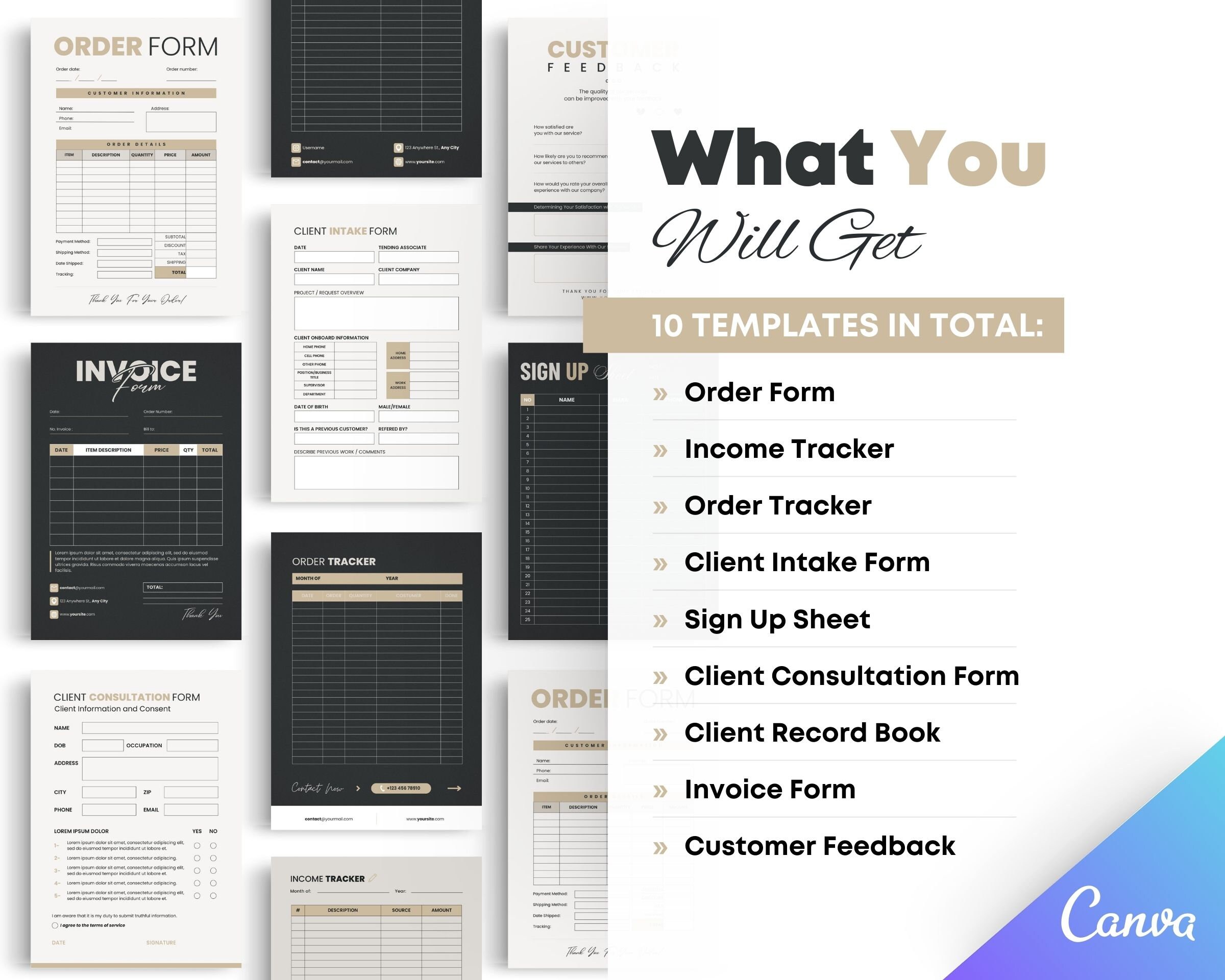 Business Form Templates, Order Form, Invoice Form, Income Tracker ...