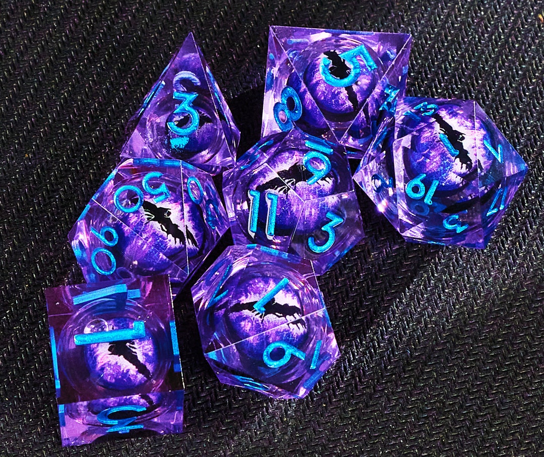 Dragon Eye Liquid Core DND Dice Set Resin Polyhedral Sharp Edge RPG ...