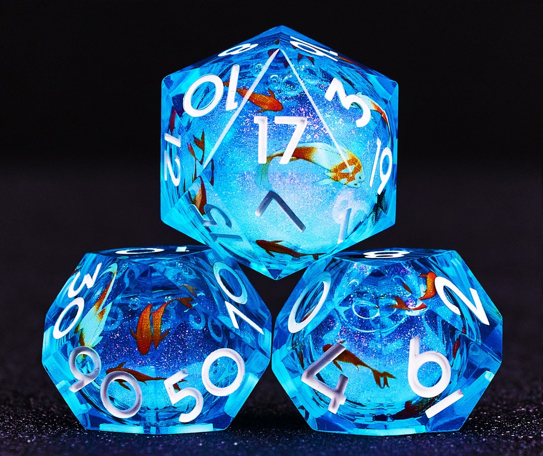 Blue Sea Koi Fish Liquid Core Dnd Dice Set for D&d Gifts , Polyhedral ...