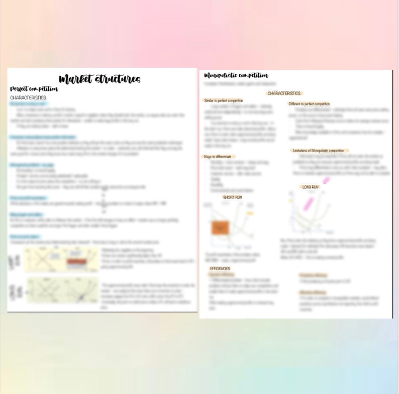Edexcel A Level Economics Notes - Market Structures - Etsy