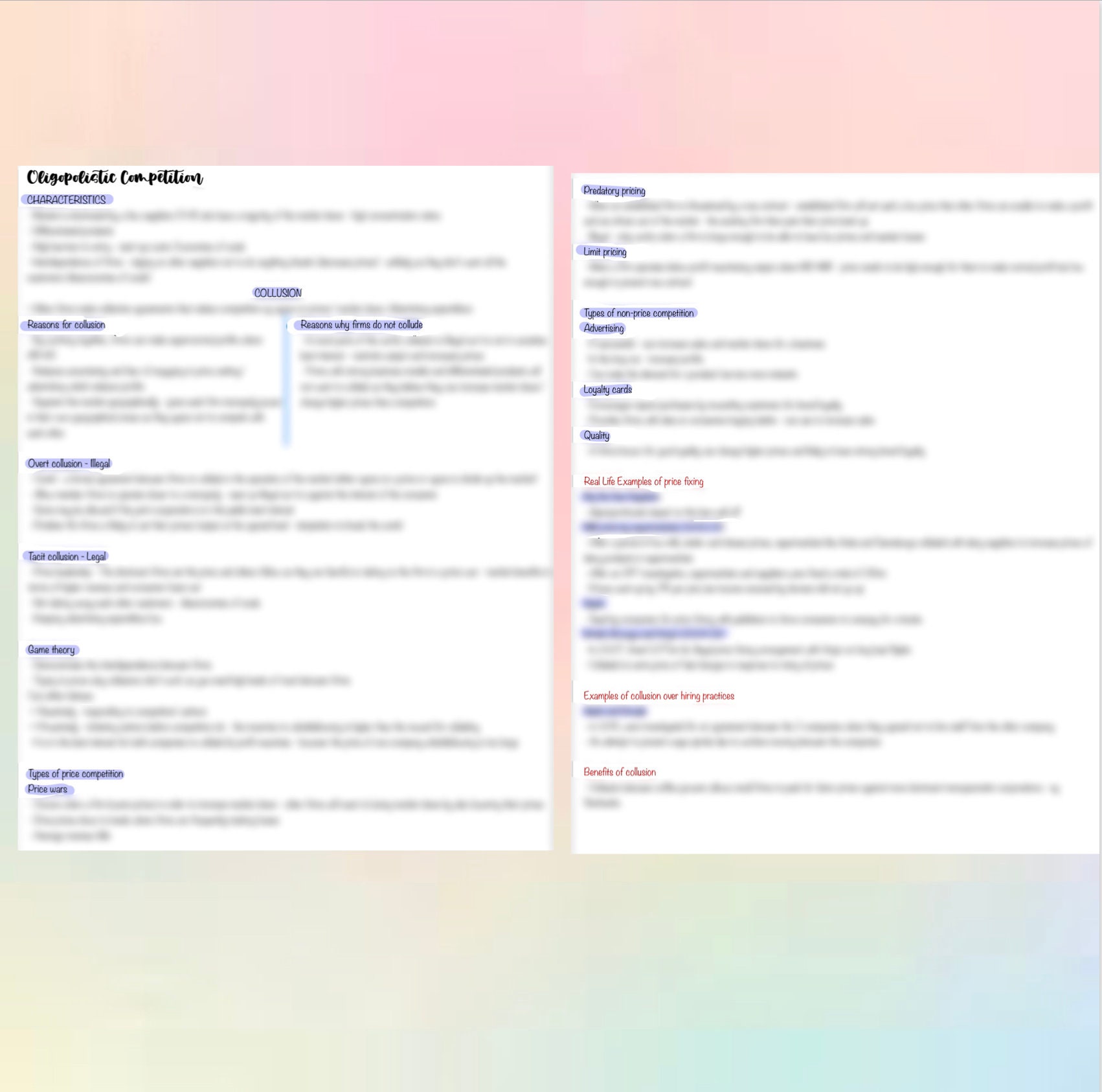 Edexcel A Level Economics Notes - Market Structures - Etsy