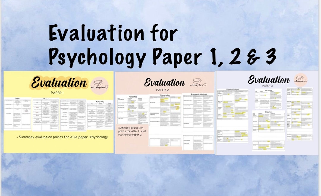 FULL AQA A Level Psychology Evaluation for Paper 1, 2 & 3 Bundle - Etsy