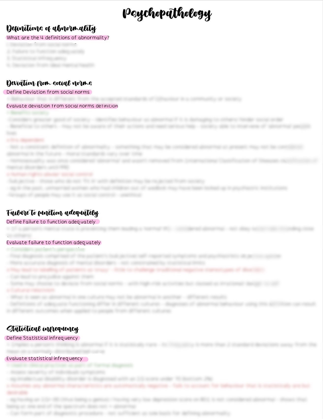 AQA A Level Psychology Psychopathology Notes - Etsy