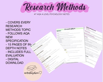 Research Methods Psychology A Level Revision Topic Notes for AQA AS and ...