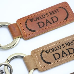 WORLD'S BEST DAD, Father's Day Gift, Dad Keychain, Leather Keychain for ...