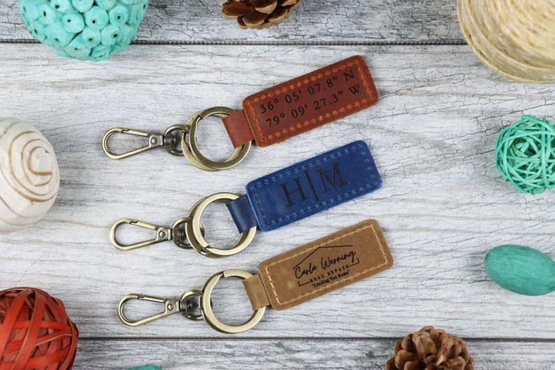 Business Logo Keychain Custom Leather Keychain - Etsy
