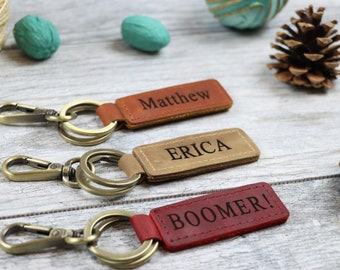 Custom Leather Tag Keychain personalized Luggage or Backpack - Etsy