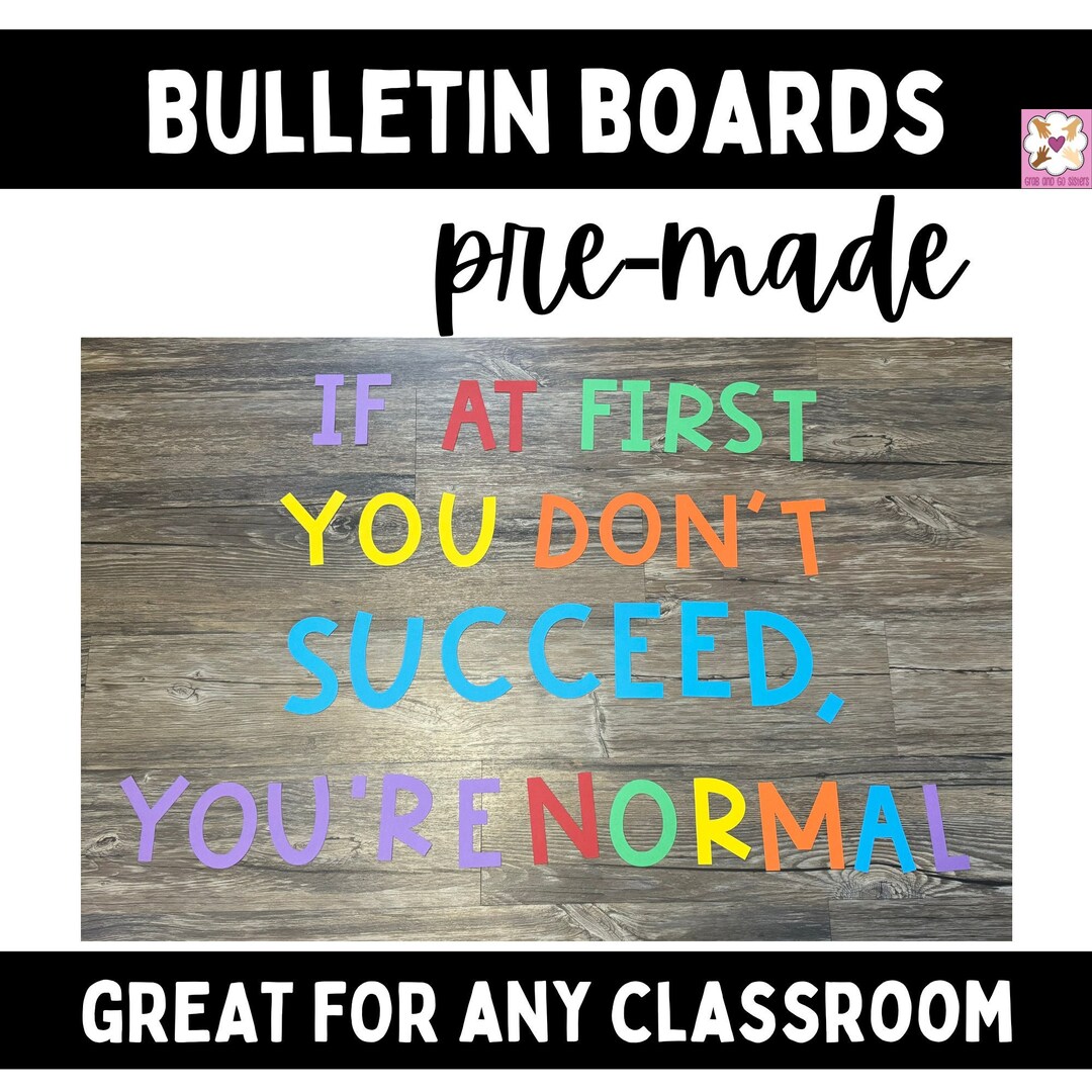 Pre Made Classroom Bulletin Board, Ready to Use if at First You Don't ...