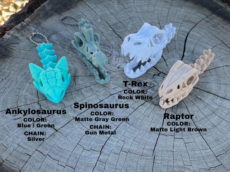 Dinosaur Keychain, Articulated Dino Skeleton Fidget Toy, 3D Printed ...