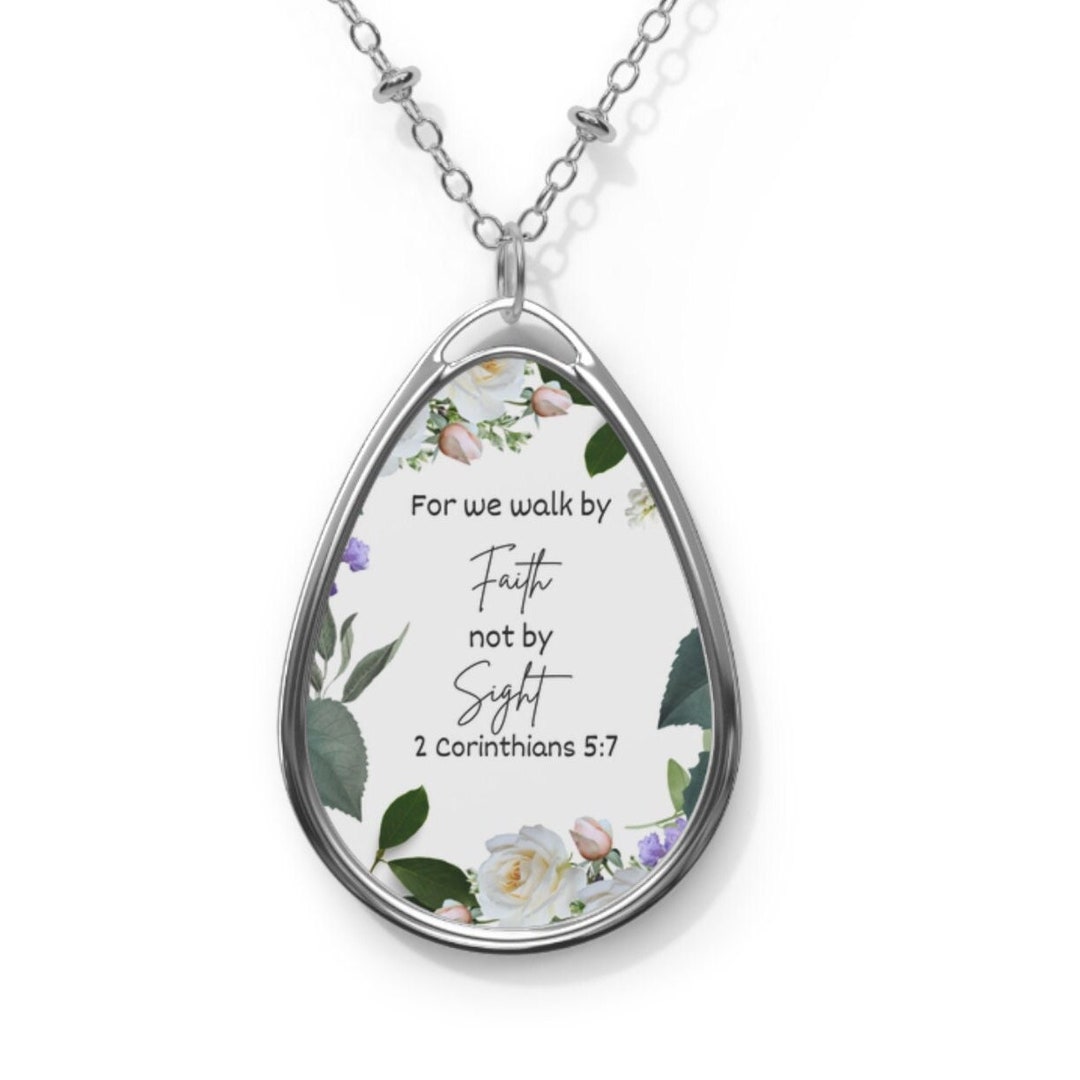 Bible Verse Necklace, Walk by Faith Not by Sight, 2corinthians 5:7 ...