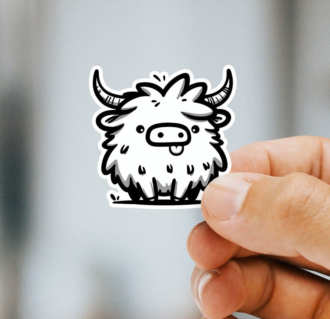 Funny Highland Cow Sticker, Derpy Animal Stickers, Cute Car Decal ...