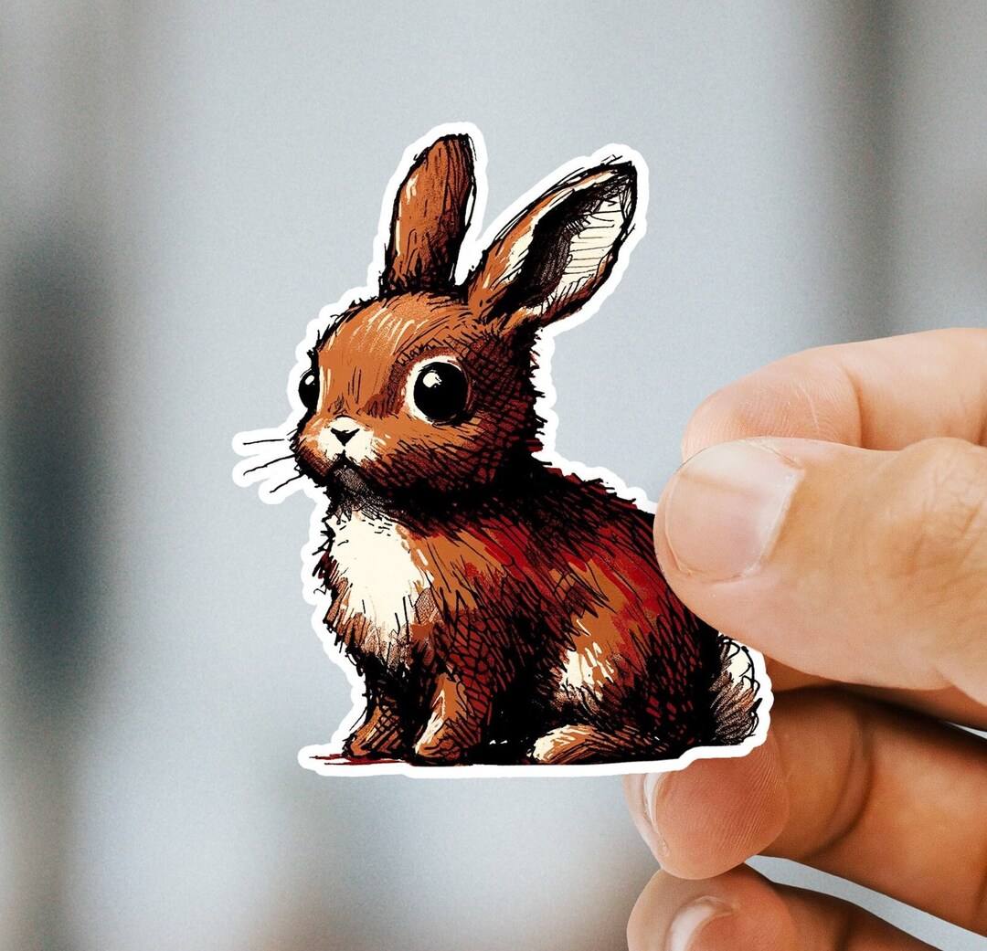 Adorable Derpy Bunny Sticker - Cute Rabbit Vinyl Decal for Laptops ...