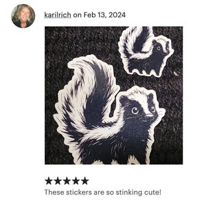 Cute Skunk Sticker - Quirky Hand-drawn Black and White Animal Decal for ...