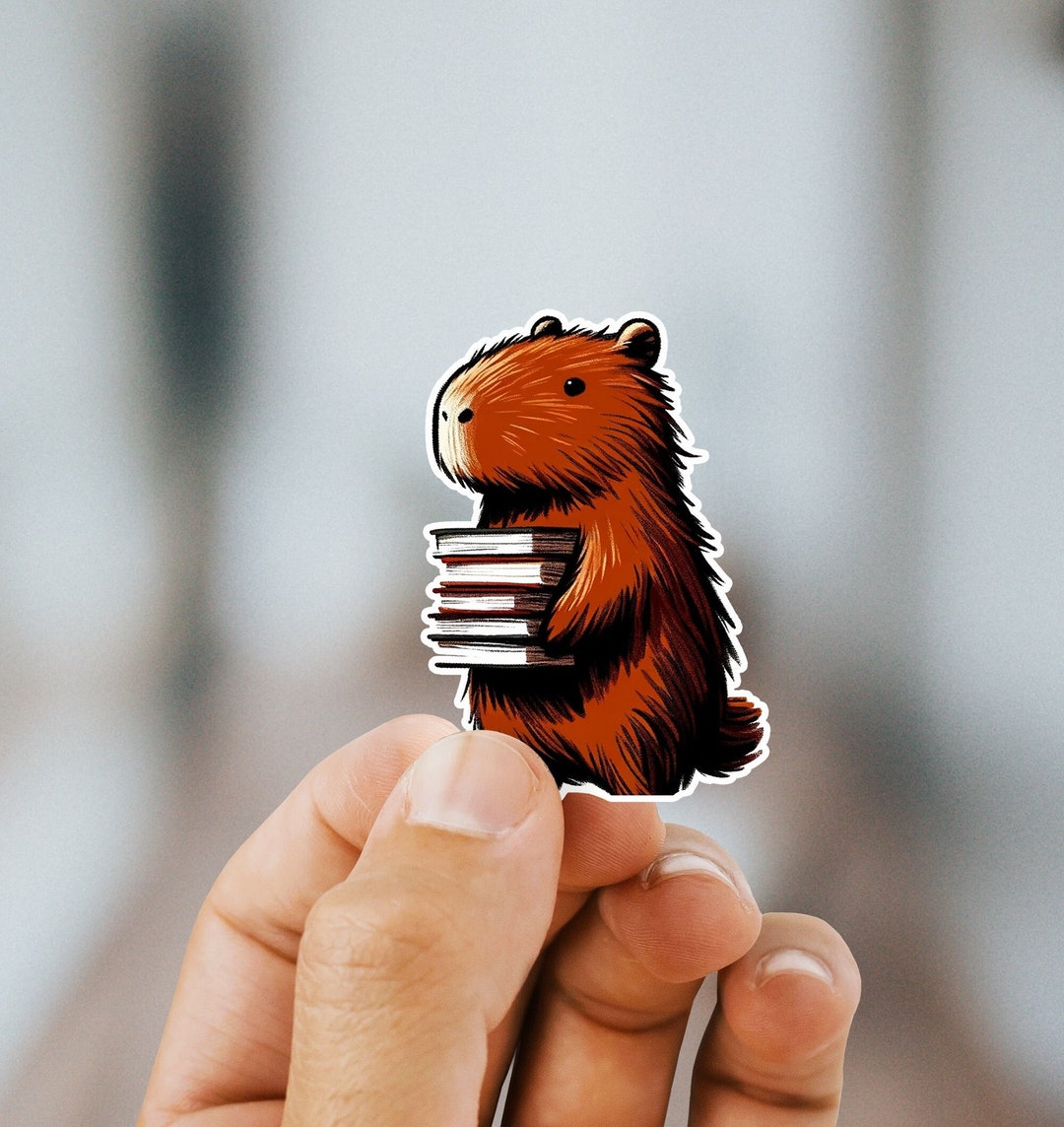 Bookish Capybara Sticker, Gifts for Her, Reading Waterproof Sticker - Etsy