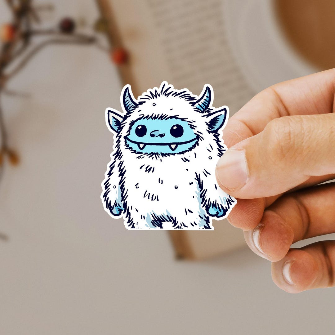 Adorable Yeti Sticker | Waterproof Cute Cartoon Snow Monster Decal for ...