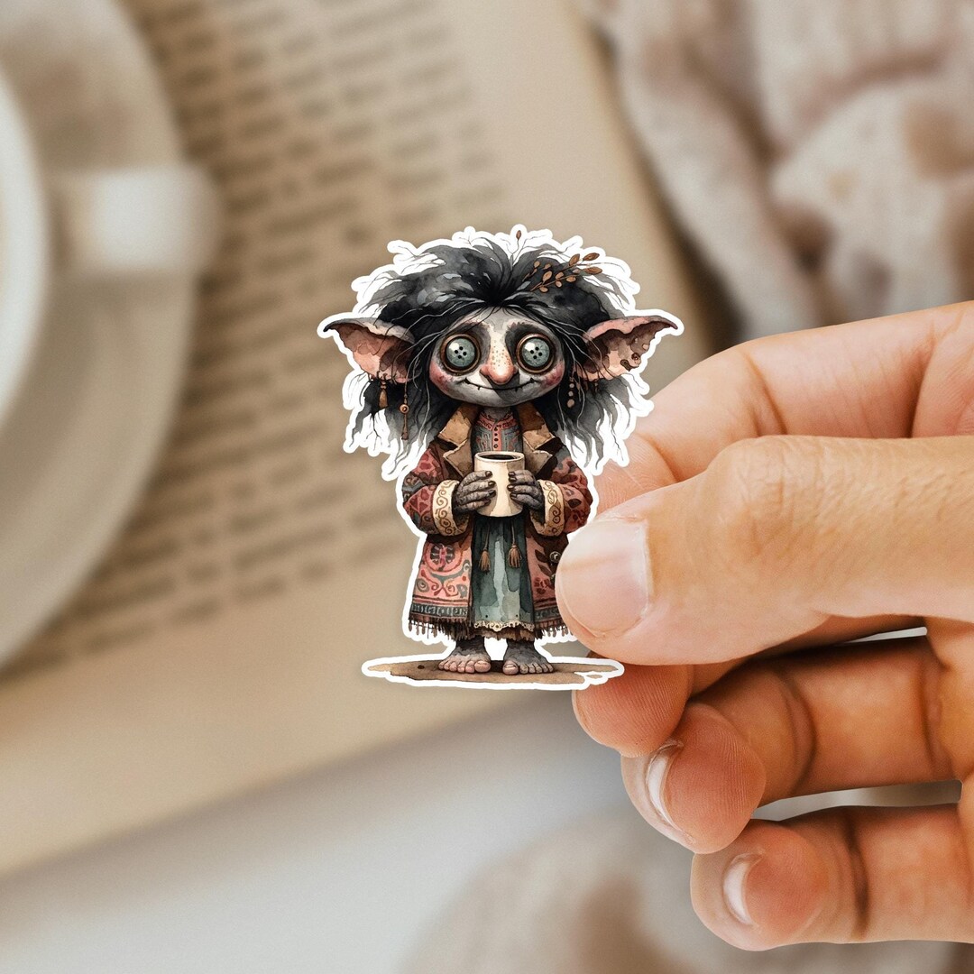 Cozy Troll Sticker With a Cottagecore Vibe - Fantasy Decals for Laptops ...