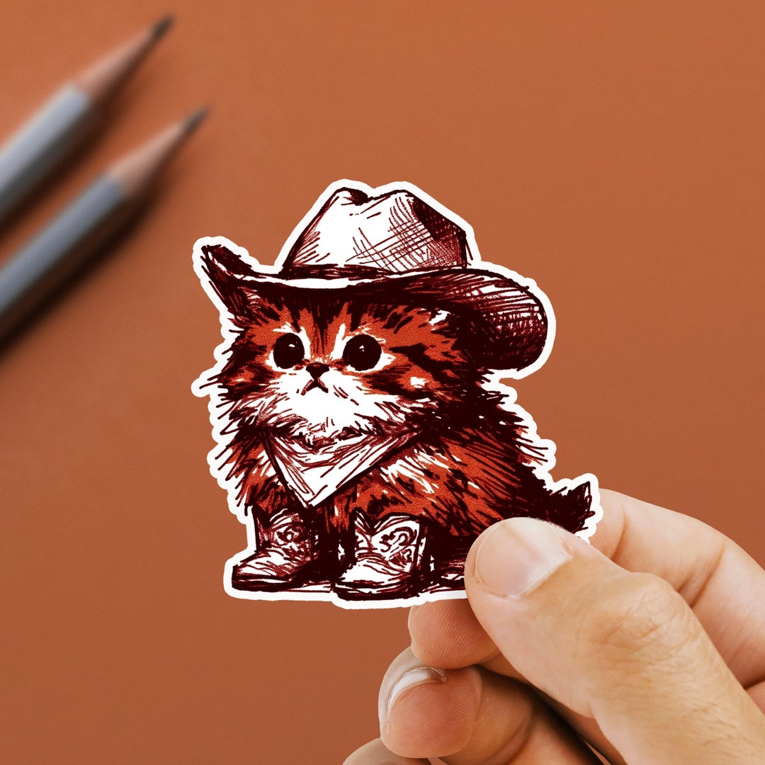 Cowboy Cat Sticker - Available in 4 Sizes - Western Gifts for Cat Moms ...