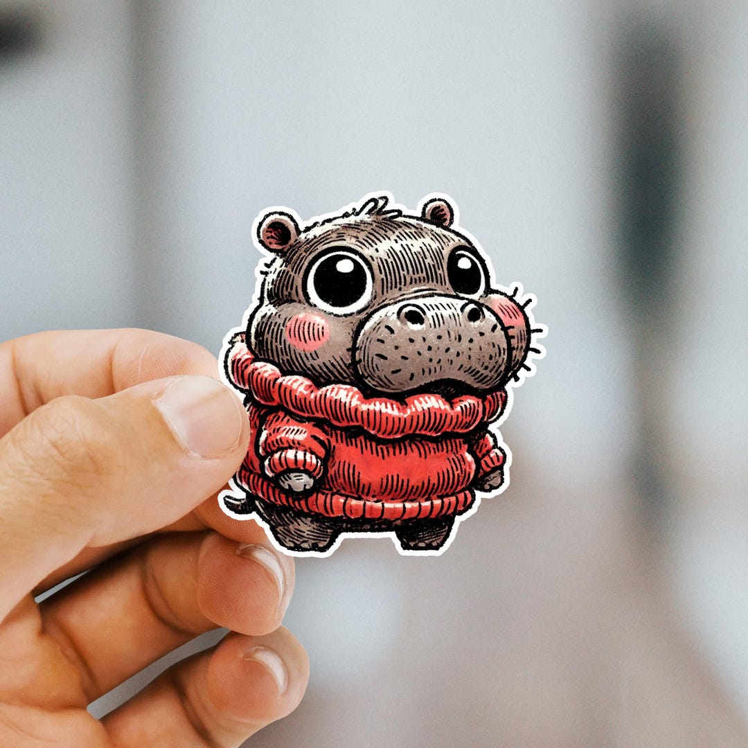 Pygmy Hippo Sticker - Cute Hippopotamus Gift for Animal Lovers - Etsy