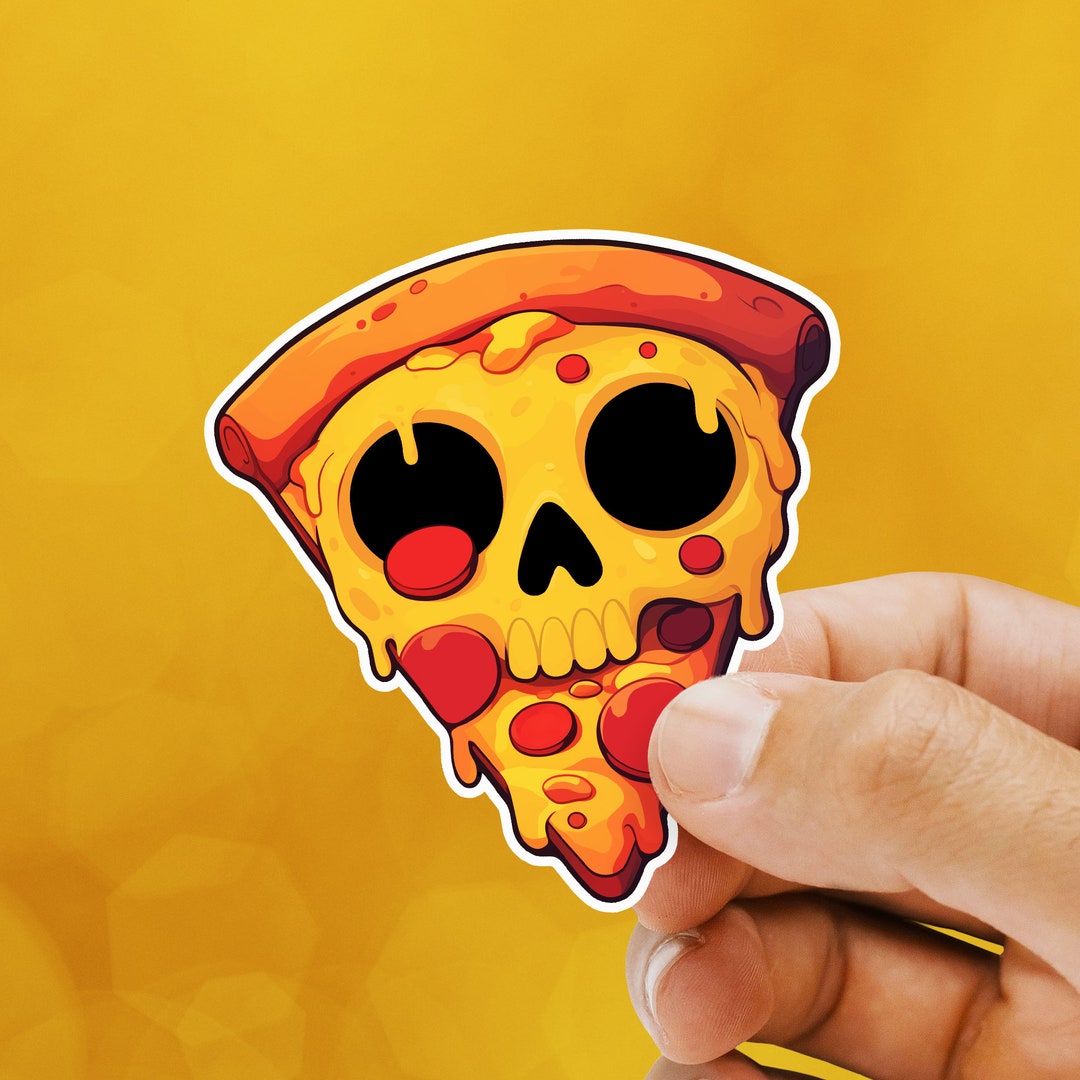 Cheesy Skull Pizza Vinyl Sticker - Foodie Gifts for Friends, Quirky ...