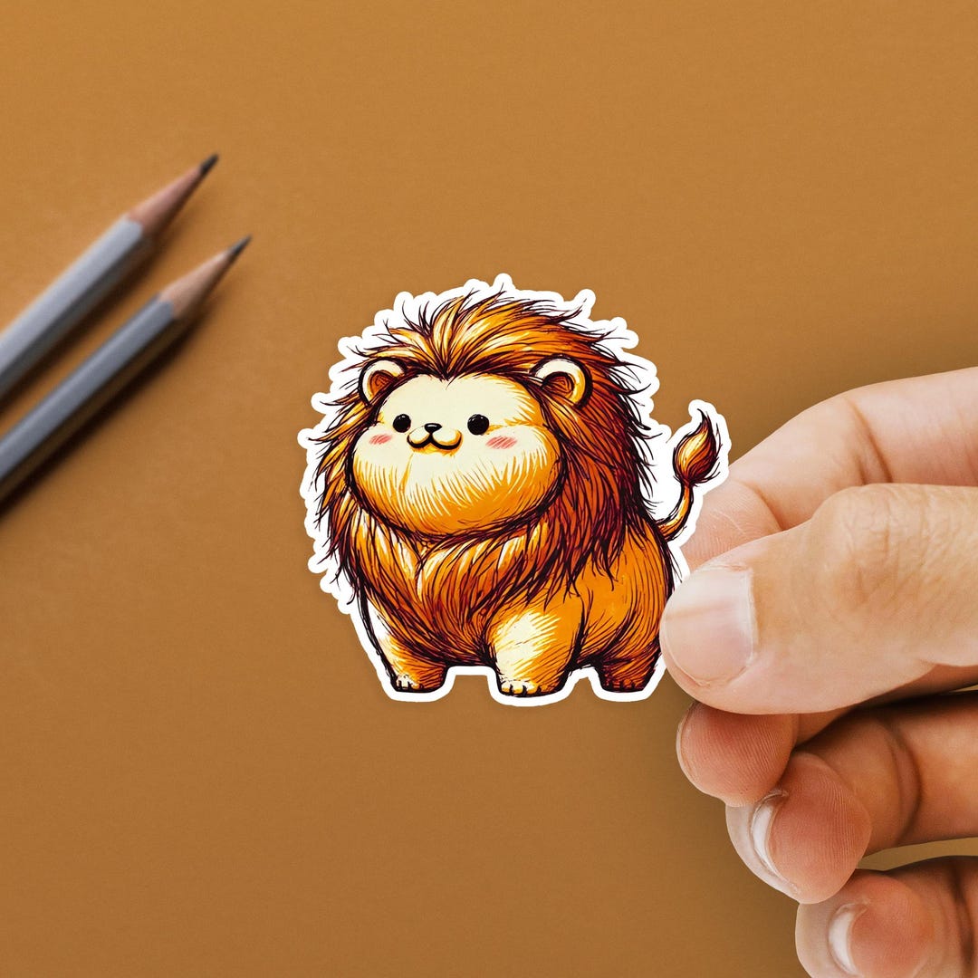 Cute Baby Lion Sticker – Weatherproof Vinyl Animal Decal - Etsy