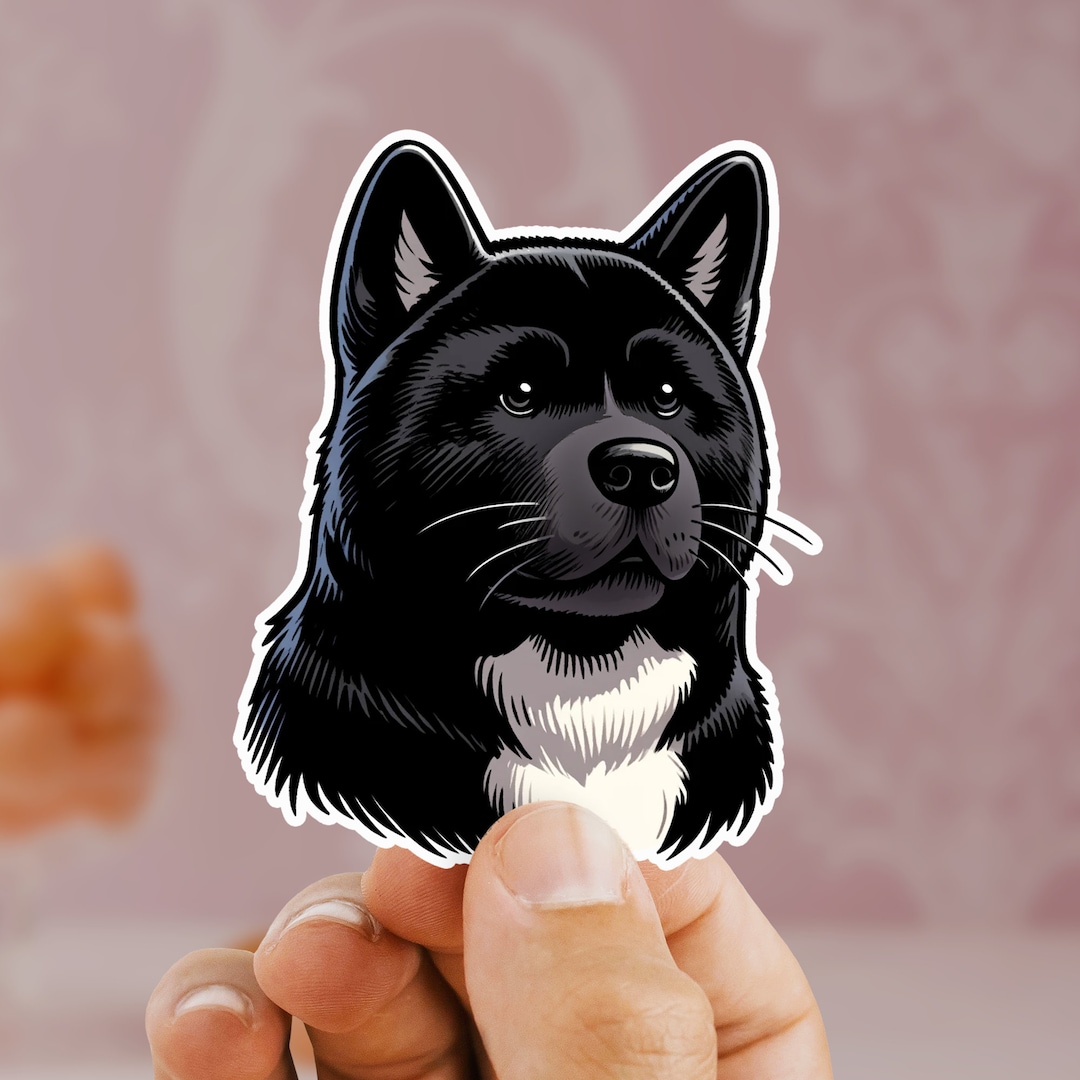 Black Akita Dog Sticker | Cute Akita Vinyl Decal | Durable, Waterproof ...