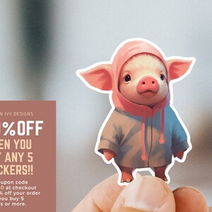 Baby Pig in a Hoodie Sticker Cute Car Decal Laptop Decal Animal ...