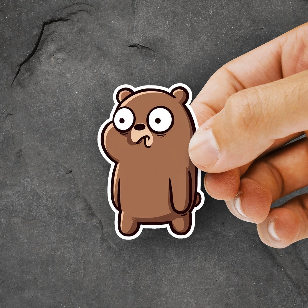 Funny Brown Bear Sticker | Quirky Bear Vinyl Car Decal | Cute Gift for ...
