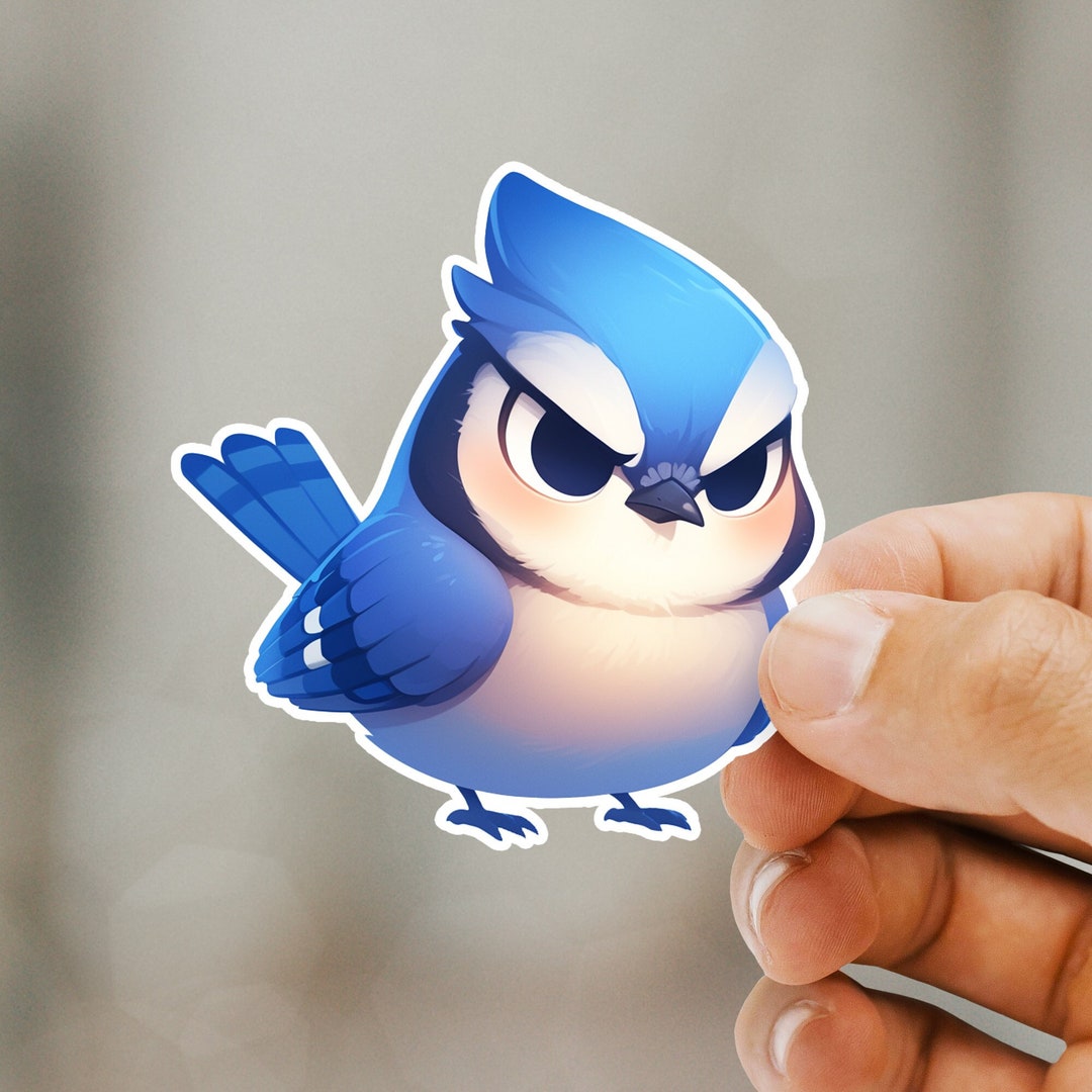 Angry Blue Jay Bird Sticker - Cute Animal Stickers - Perfect Gift for ...
